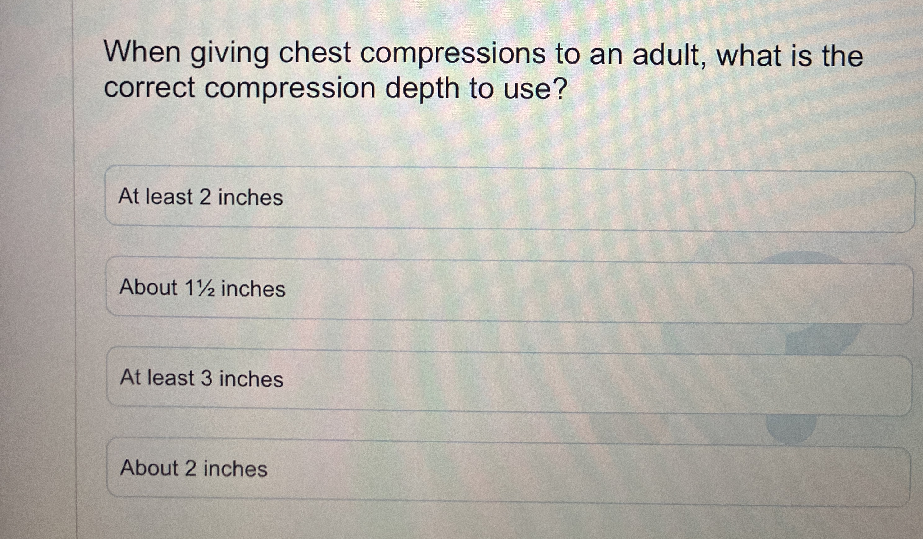 Solved When giving chest compressions to an adult, what is | Chegg.com
