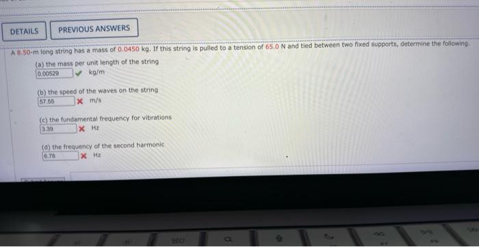 Solved A 0.50−m long string has a mass of 0.0450 kg. If this | Chegg.com
