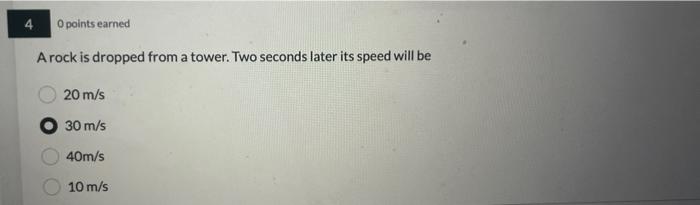 Solved A rock is dropped from a tower. Two seconds later its | Chegg.com