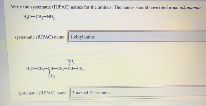 Solved Write the systematic (IUPAC) names for the amines. | Chegg.com