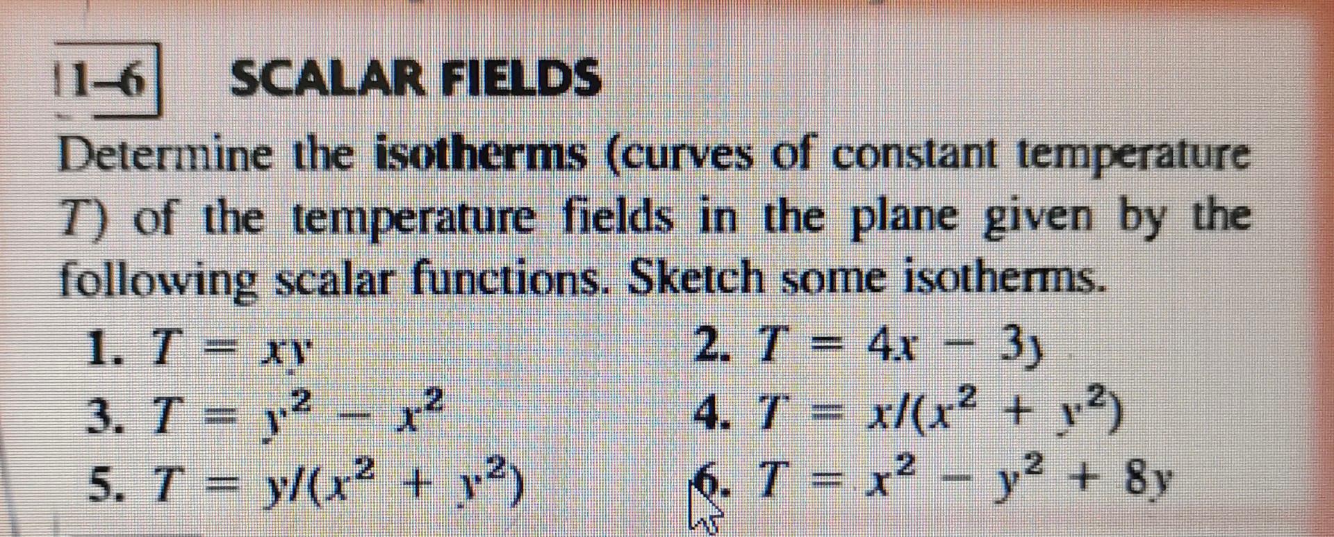 11-6 SCALAR FIILDS Determine the isotherms (curves of | Chegg.com