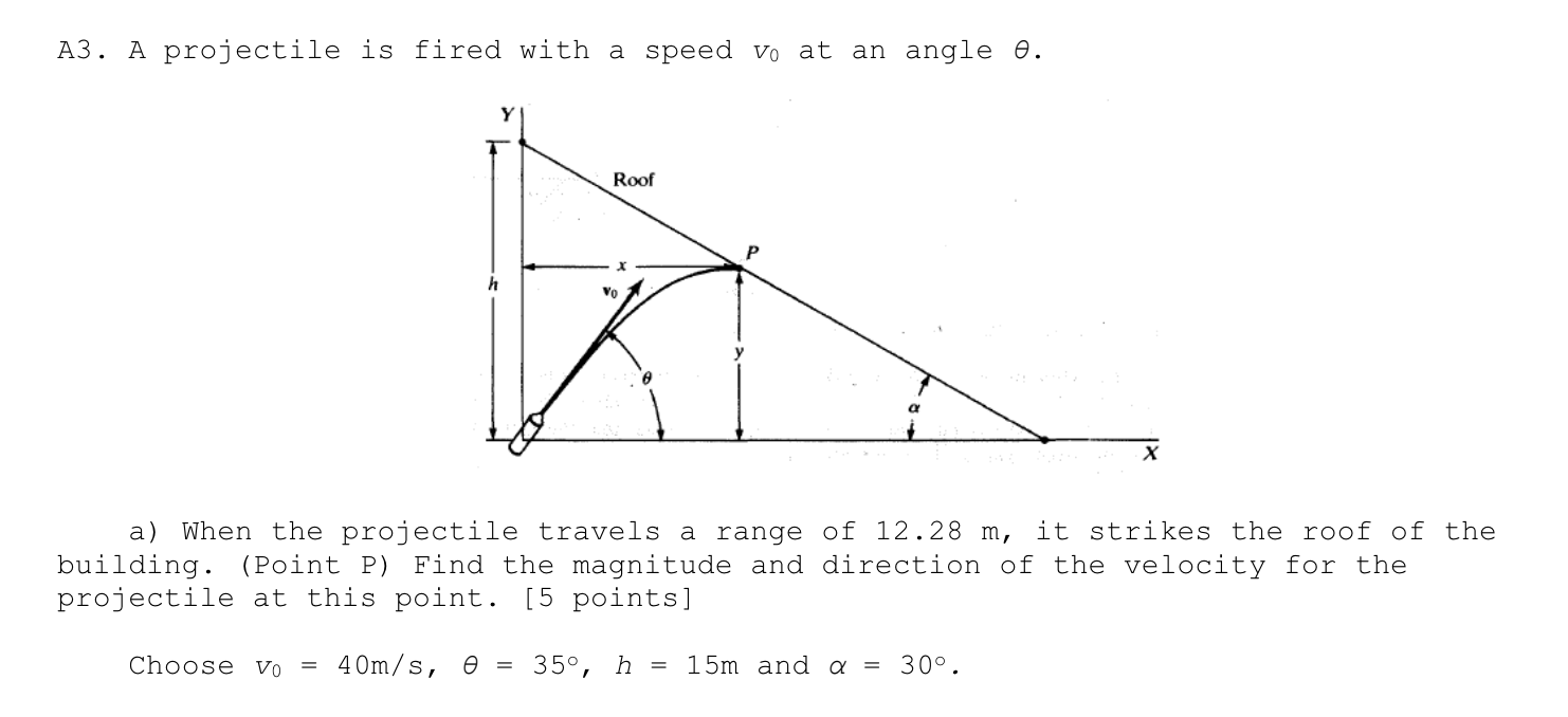 A projectile is fired with a speed v0 ﻿at an angle | Chegg.com