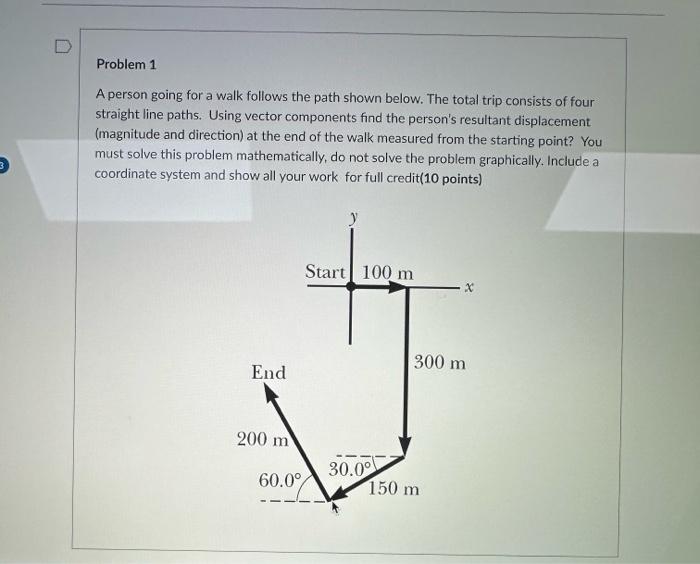 Solved A person going for a walk follows the path shown | Chegg.com