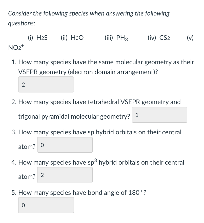 Solved Consider the following species when answering the | Chegg.com