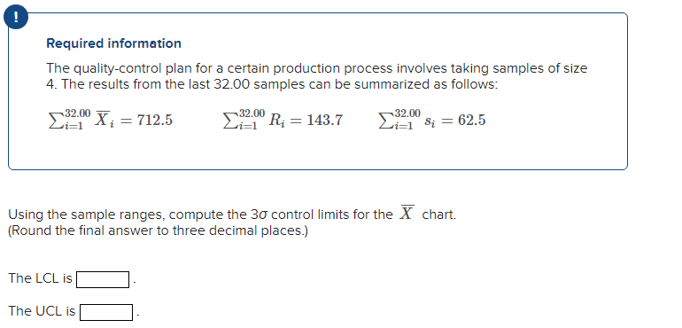 Solved !Required informationThe quality-control plan for a | Chegg.com