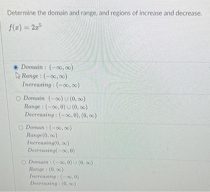 Solved Determine the domain and range, and regions of | Chegg.com