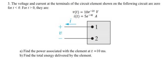 Solved 3. The voltage and current at the terminals of the | Chegg.com
