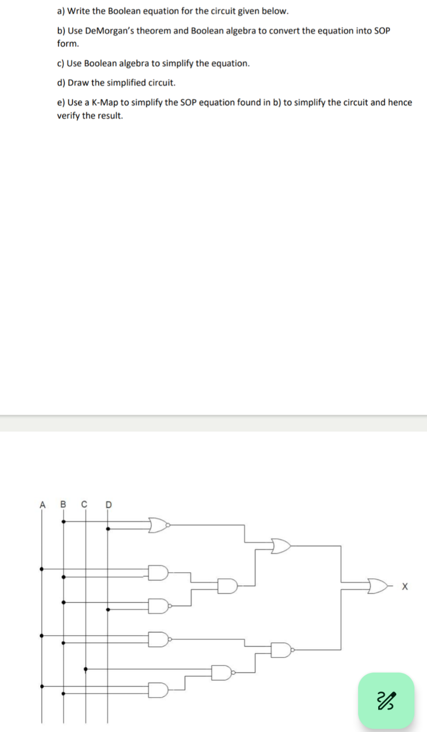 Solved a) Write the Boolean equation for the circuit given | Chegg.com