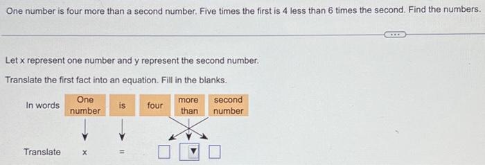 Solved One number is four more than a second number. Five | Chegg.com