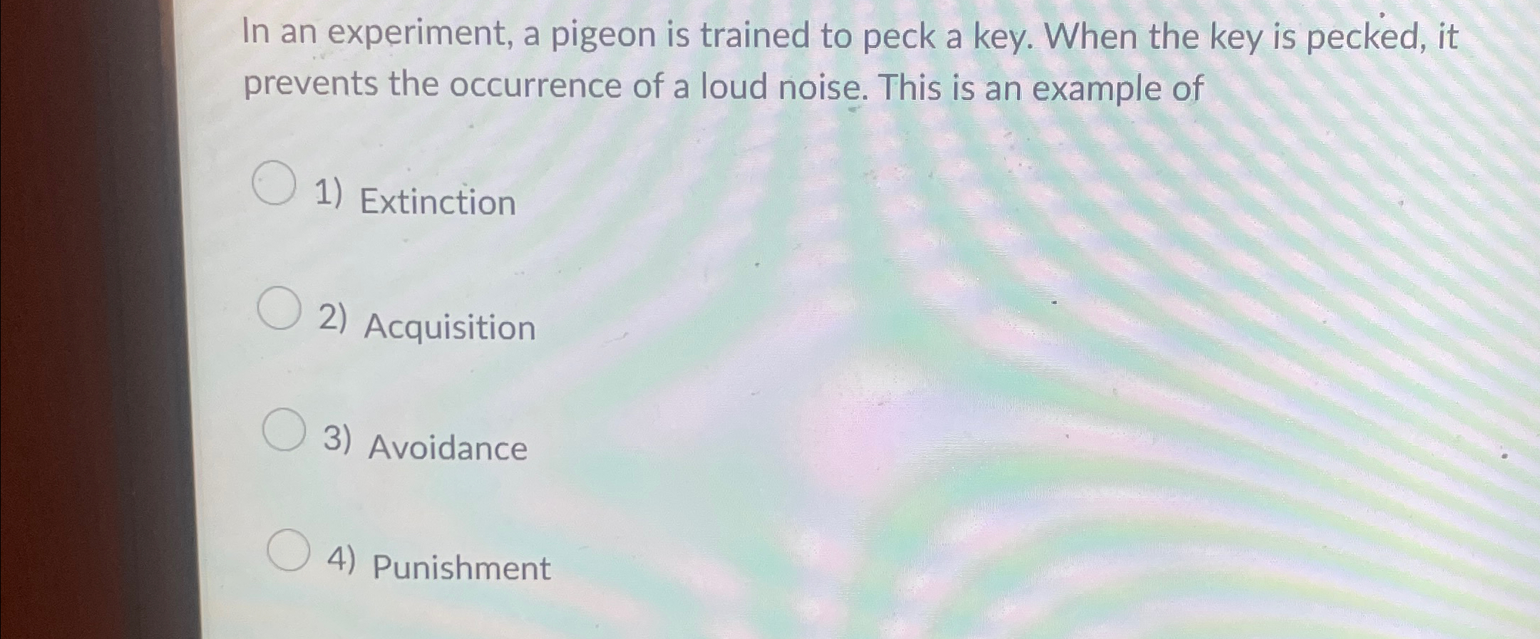 Solved In an experiment, a pigeon is trained to peck a key. | Chegg.com