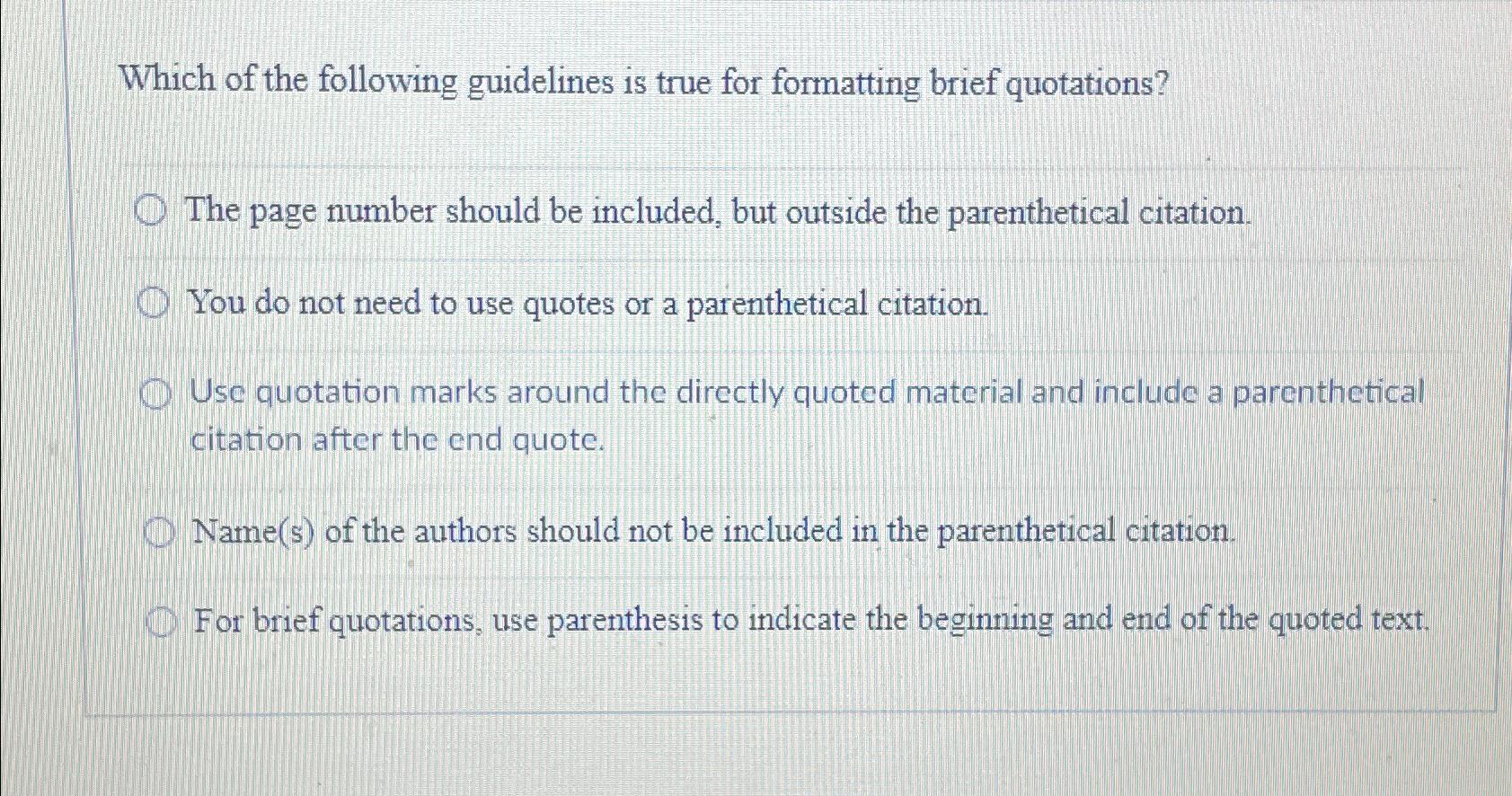 Solved Which of the following guidelines is true for | Chegg.com