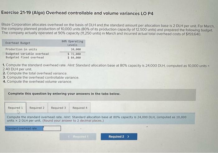 Solved Exercise 21-19 (Algo) Overhead controllable and | Chegg.com