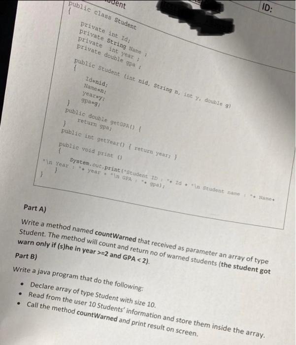 Solved public void print () ( fotiza year, ) f count and | Chegg.com