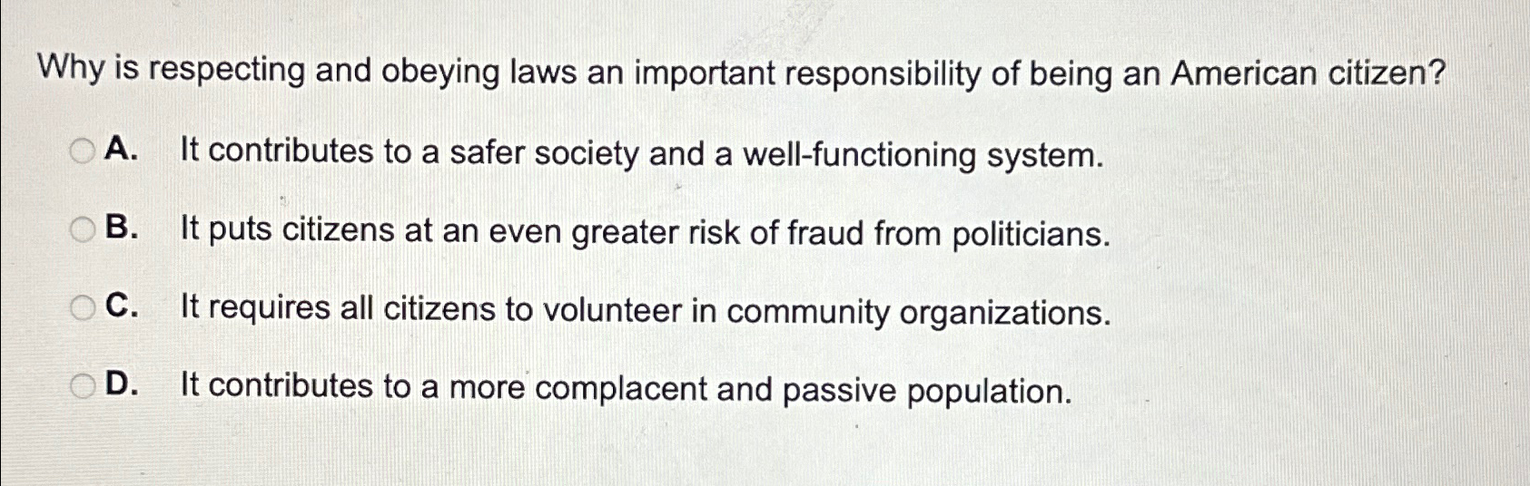 Solved Why is respecting and obeying laws an important | Chegg.com