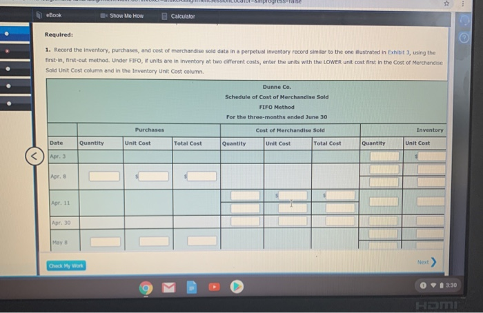 Solved eBook Show Me How Calculator FIFO Perpetual Inventory | Chegg.com