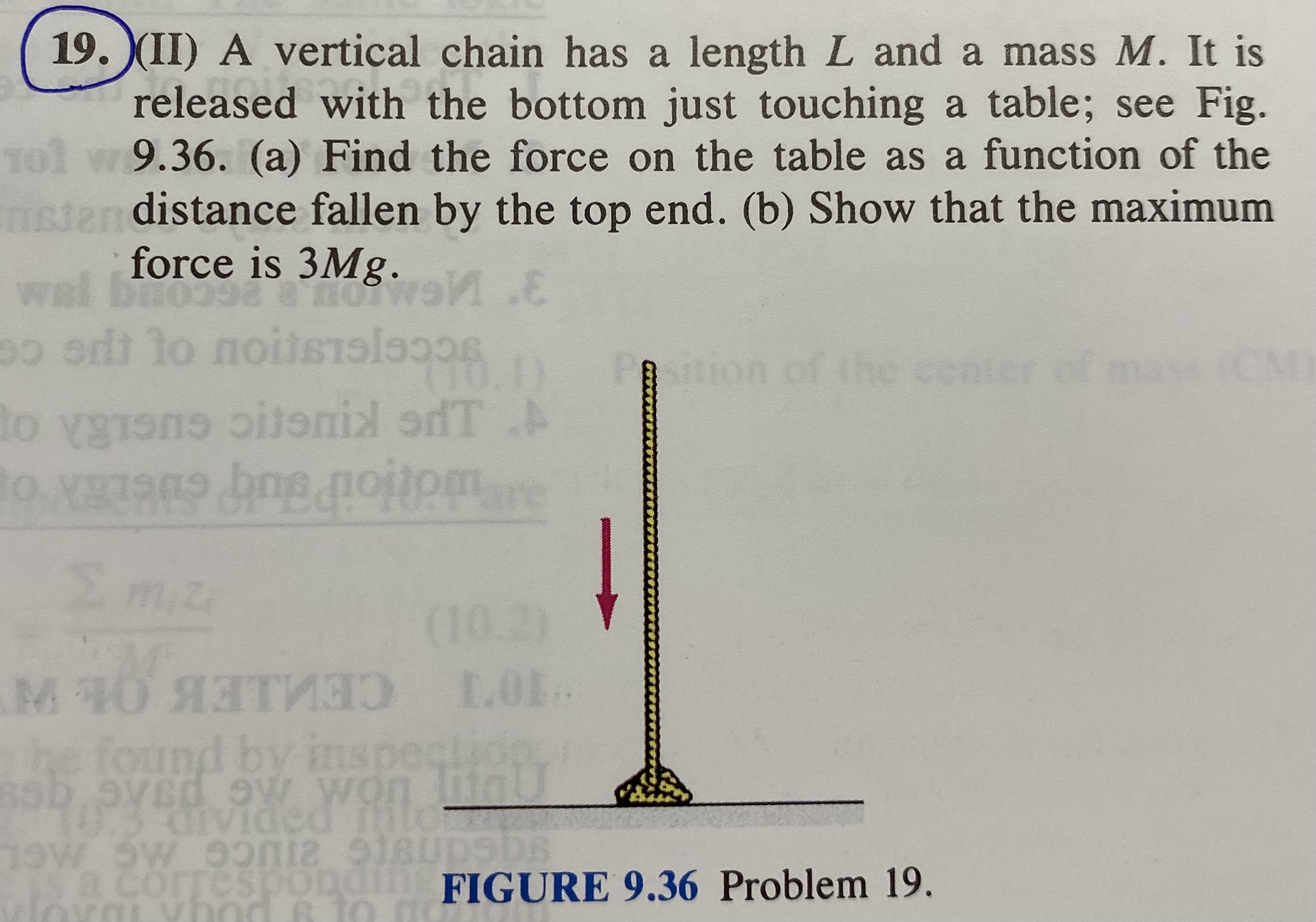 Solved (II) ﻿A vertical chain has a length L ﻿and a mass M. | Chegg.com