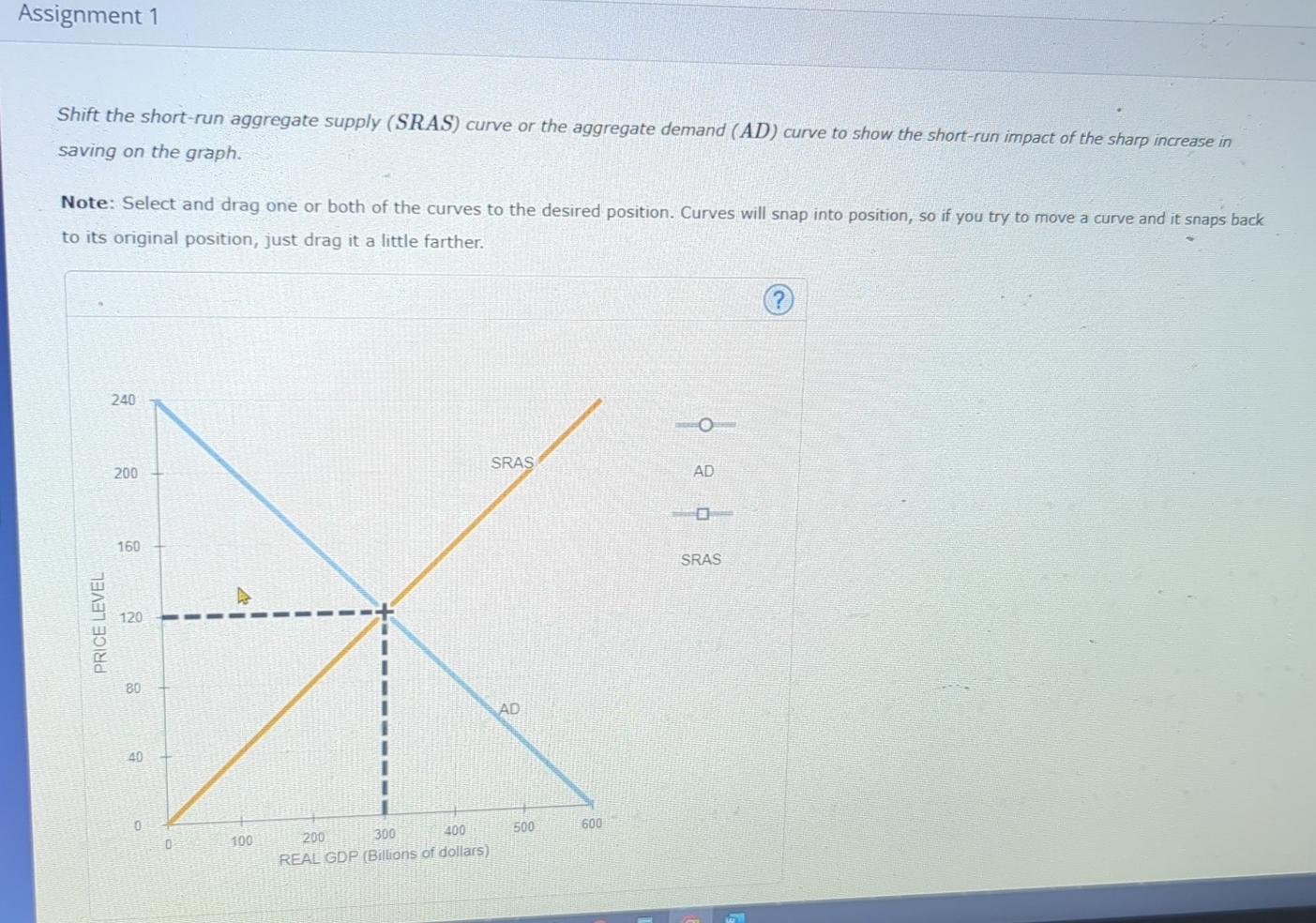 Solved Assignment 1Shift the short-run aggregate supply | Chegg.com