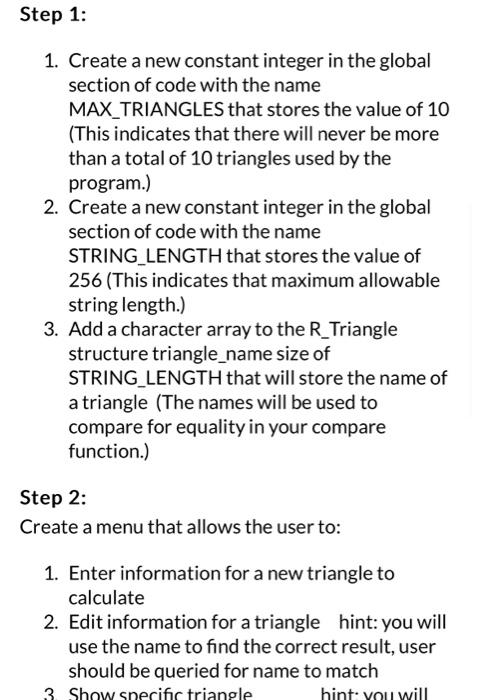 Solved 1. Create a new constant integer in the global | Chegg.com