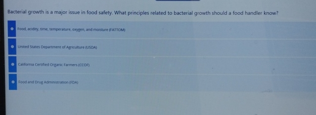 Solved Bacterial growth is a major issue in food safety. | Chegg.com