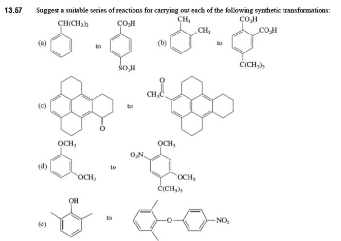 Solved 13.57 Suggest a suitable series of reactions for | Chegg.com