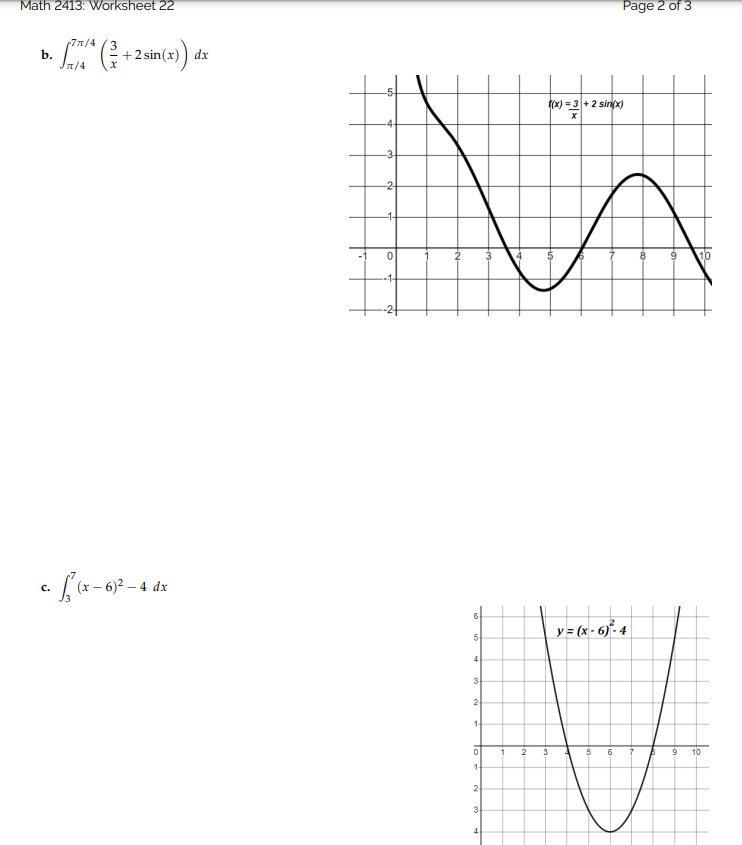 Solved Math 2413: Worksheet 22 ﻿Shade the graphPage 2 ﻿of | Chegg.com