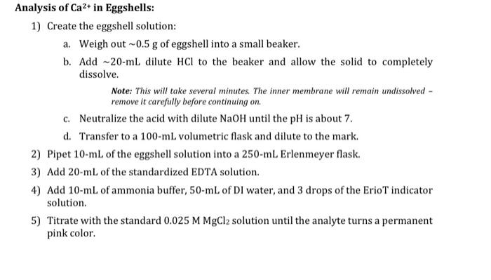 Solved Preparation of Standards: 1) Prepare a standard EDTA | Chegg.com