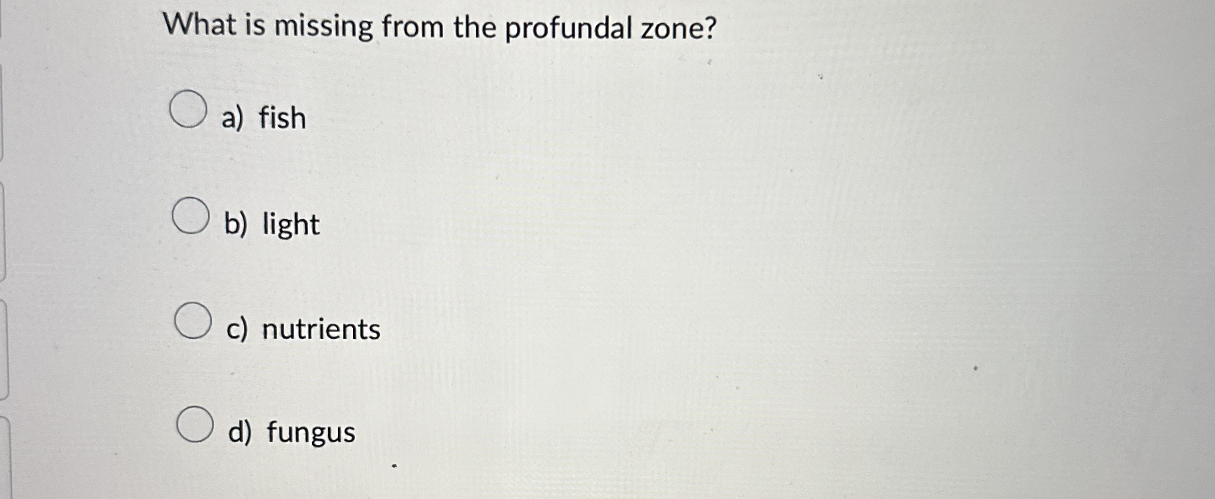 What is missing from the profundal zone?a) ﻿fishb) | Chegg.com