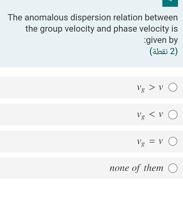 Solved The anomalous dispersion relation between the group | Chegg.com