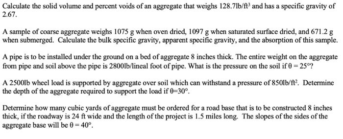 Solved Calculate the solid volume and percent voids of an | Chegg.com