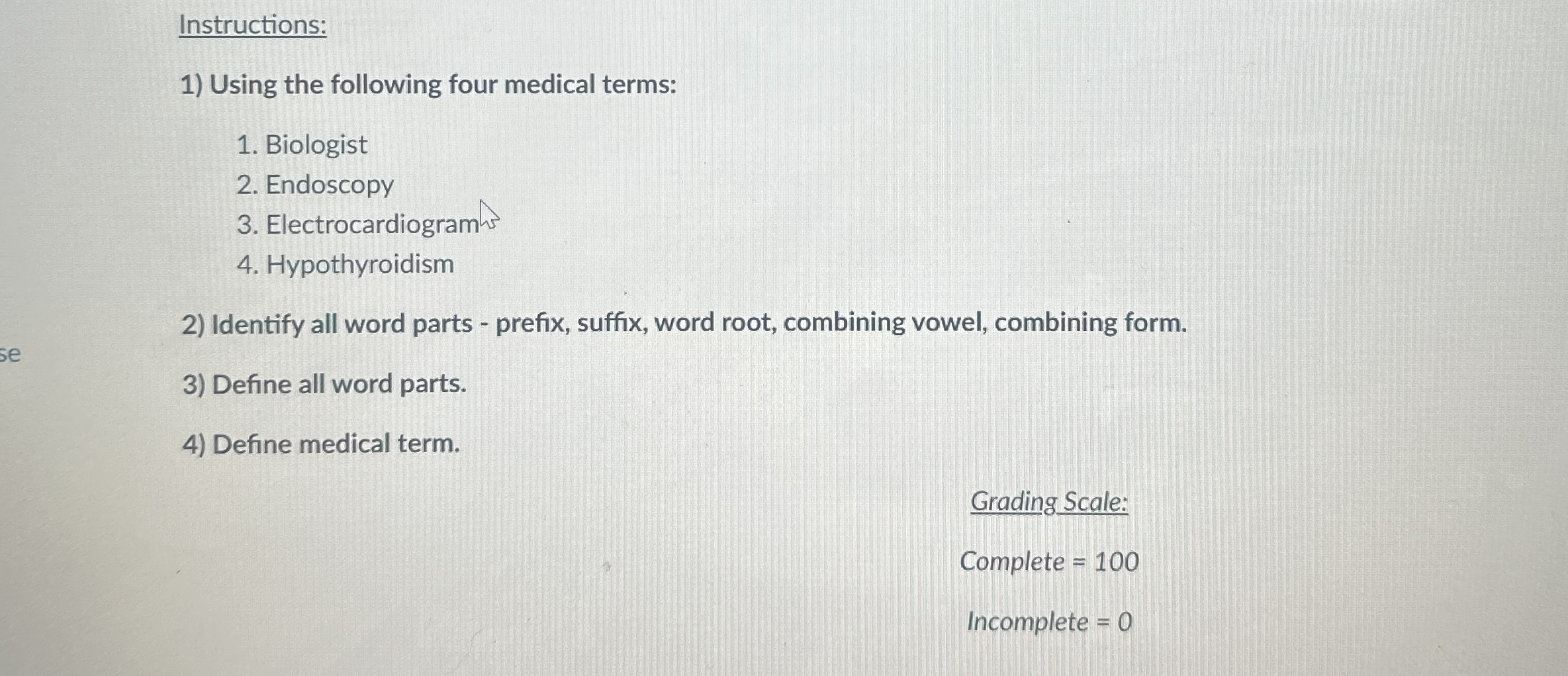 Solved Instructions:Using the following four medical | Chegg.com