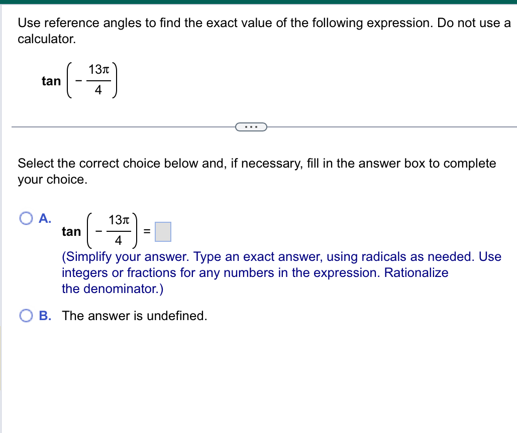 Solved Use reference angles to find the exact value of the | Chegg.com
