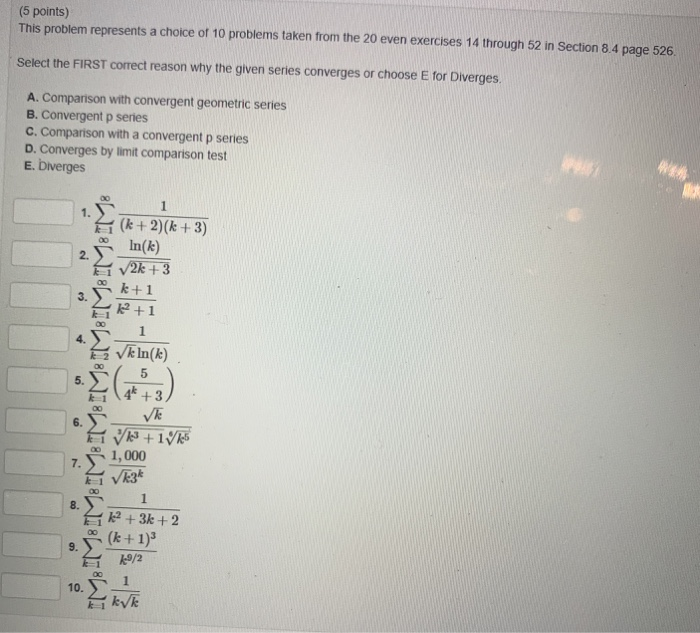 Solved (5 points) This problem represents a choice of 10 | Chegg.com