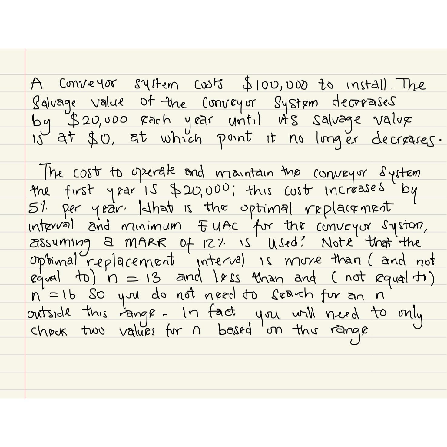 Solved Do not use excel: A conveyor system costs $100,000 | Chegg.com