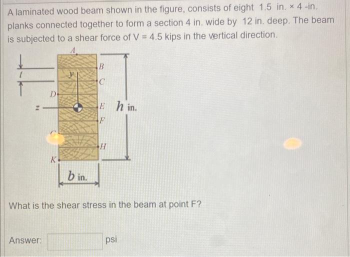 Solved A laminated wood beam shown in the figure, consists | Chegg.com