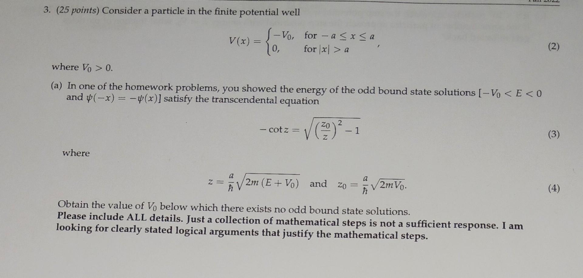 3. ( 25 points) Consider a particle in the finite | Chegg.com