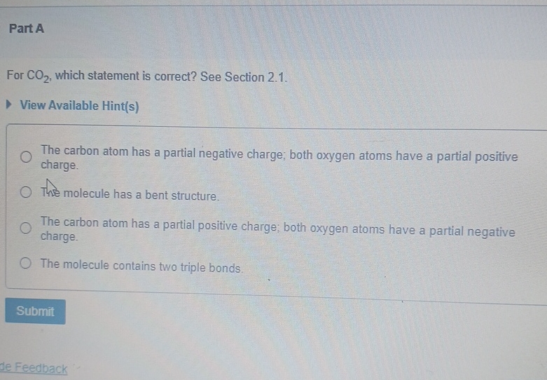 Solved Part AFor CO2, ﻿which statement is correct? See | Chegg.com