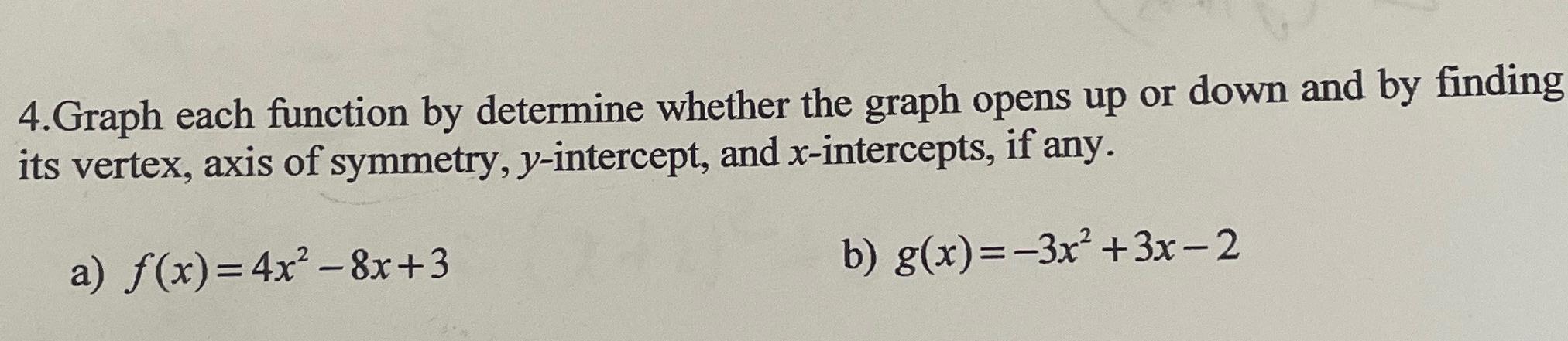 Solved 4.Graph each function by determine whether the graph | Chegg.com