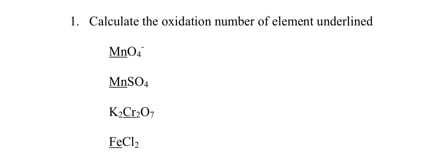 Solved Calculate the oxidation number of element | Chegg.com