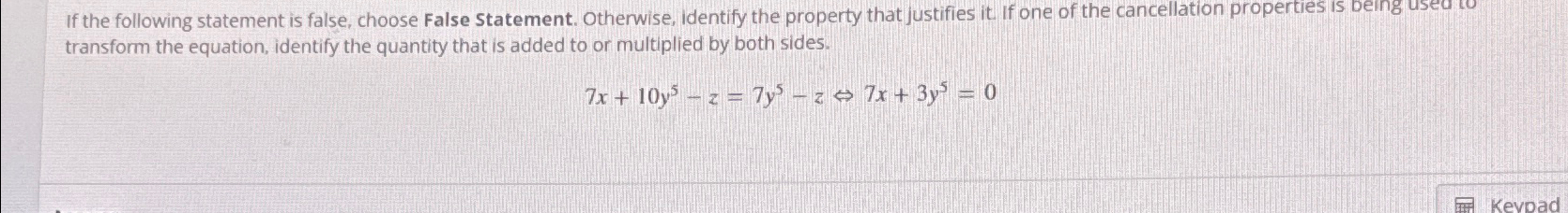 Solved If the following statement is false, choose False | Chegg.com