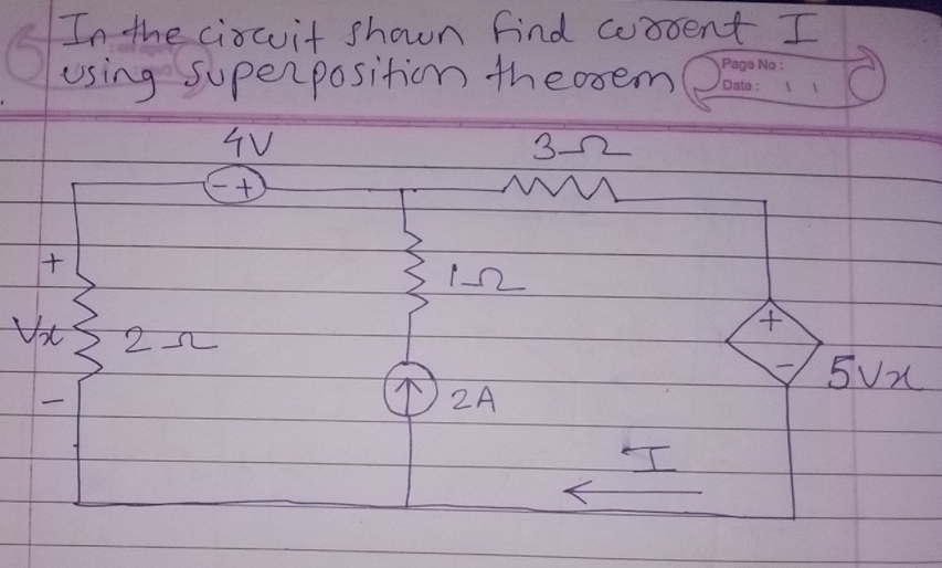 Solved In the circuit shown find current I using | Chegg.com