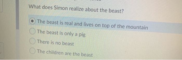 Solved What does Simon realize about the beast? The beast is | Chegg.com