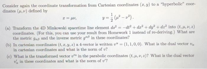 Solved Consider again the coordinate transformation from | Chegg.com