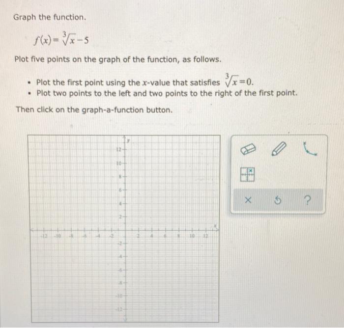 Solved Graph the function. f(x) = √x - 5 Plot five points on | Chegg.com