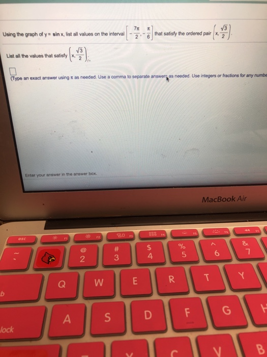 Solved 7x Using the graph of y=sin x, list all values on the | Chegg.com