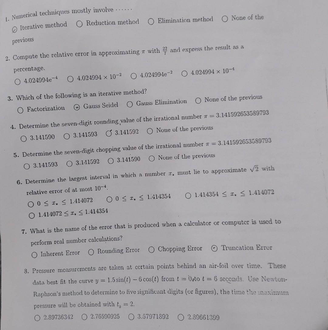 Solved 1 Numerical Techniques Mostly Involve Iterative
