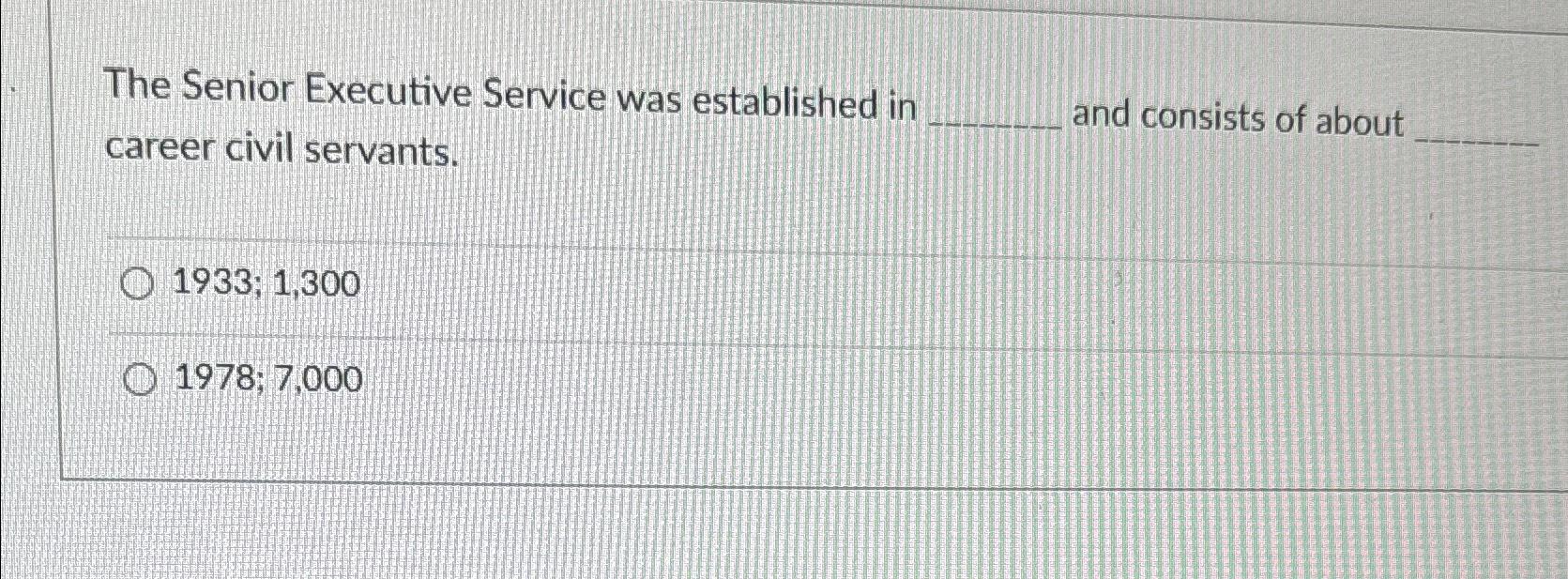 Solved The Senior Executive Service was established in and | Chegg.com