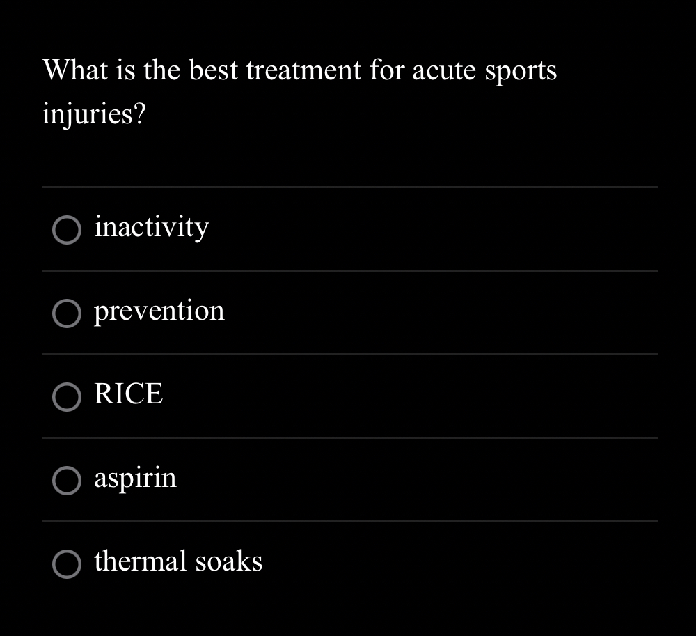 Solved What is the best treatment for acute sports | Chegg.com