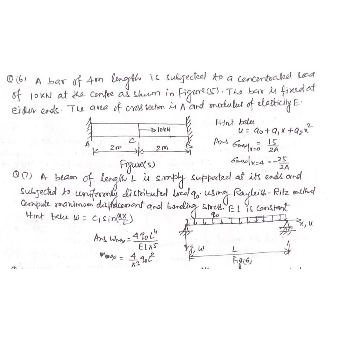 Solved Q(6) ﻿A bar of 4m ﻿length is subjected to a | Chegg.com