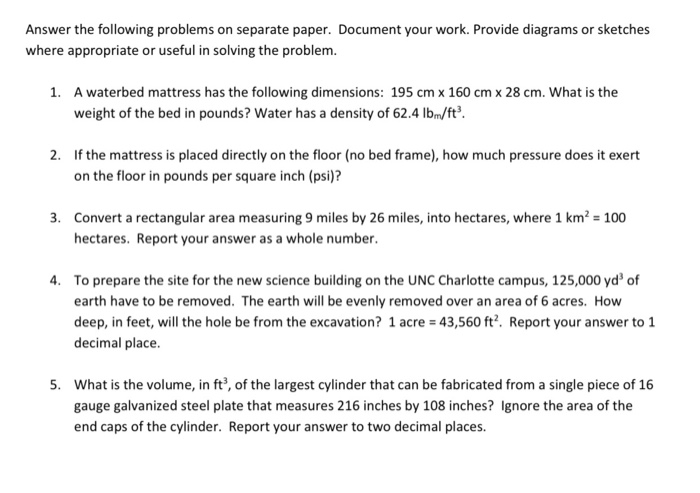 Solved Answer the following problems on separate paper. | Chegg.com
