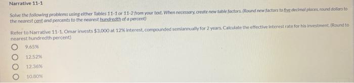 Solved Narrative 11-1 Solve the following problems using | Chegg.com